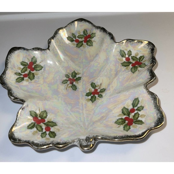 Holiday | Vintage Sterling China Porcelain Leaf Dish Christmas Holly ...